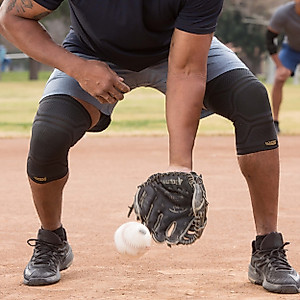 Copper Fit Elite Knee Compression Sleeve Knee Brace, Black (Large/X-Large 16"-20") | One Knee Sleeve Included