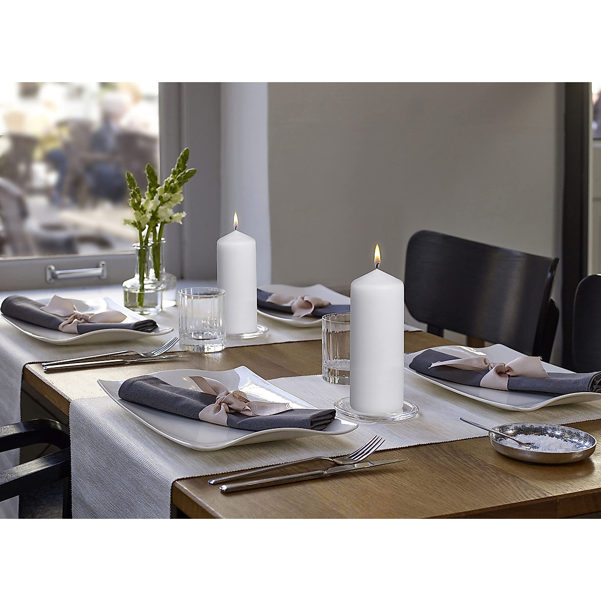 BOLSIUS 10 White Pillar Candles - 2.25 x 4.75 Inches - Premium European Quality - Individually Wrapped - 33 Hours Burn Time - Dripless Smokeless Unscented Dinner, Wedding, Party, & Restaurant Candles