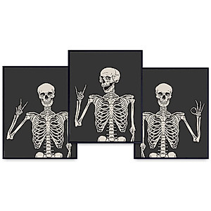Skeleton Wall Art & Decor - Halloween Wall Decor - Gothic Home Decor - Goth Room Decor - Funny Skull Wall Decor - Pagan Gifts - Bedroom Dorm Man Cave - Men Boys Teens - Witchy Picture Poster Print