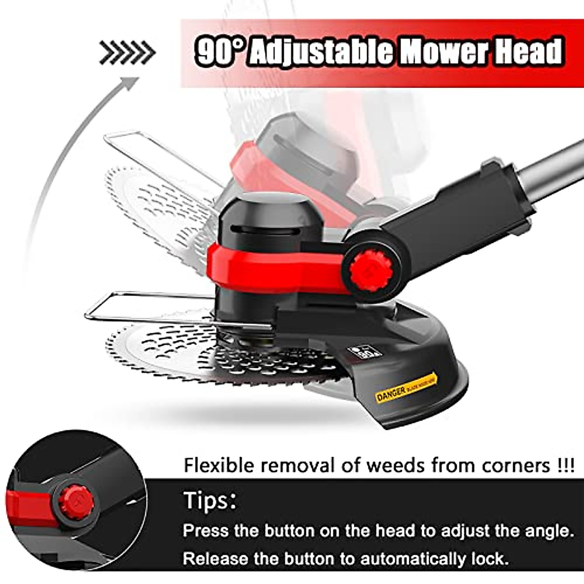 Electric Weed Wacker Battery Powered Weed Eater, 120cm-170cm Cordless String Trimmer Battery Powered Weed Wacker Lightweight Grass Cutter Machine with Battery, Charger and Wheel