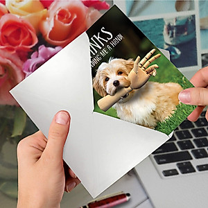 NobleWorks - 1 Funny Thank You Greeting Card - Animal Thanks and Gratitude Notecard Stationery - Lending a Hand C6877TYG