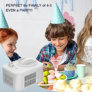 HAVATO 1.0QUART compact Ice Cream Maker with Compressor,No pre-freezing,3 Modes,sorbet machine,Homemade Sorbet/Gelato/milkshake for family of 4-5,recipe included,White