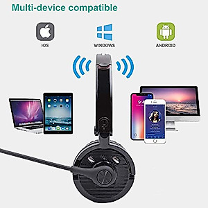 Truck Driver Wireless Headset, kiwitatá Over Ear Bluetooth Headphones Stero Boom Noise Cancelling Wireless Cell Phone Headset for Home, Office, Truck, Call Center, Skype