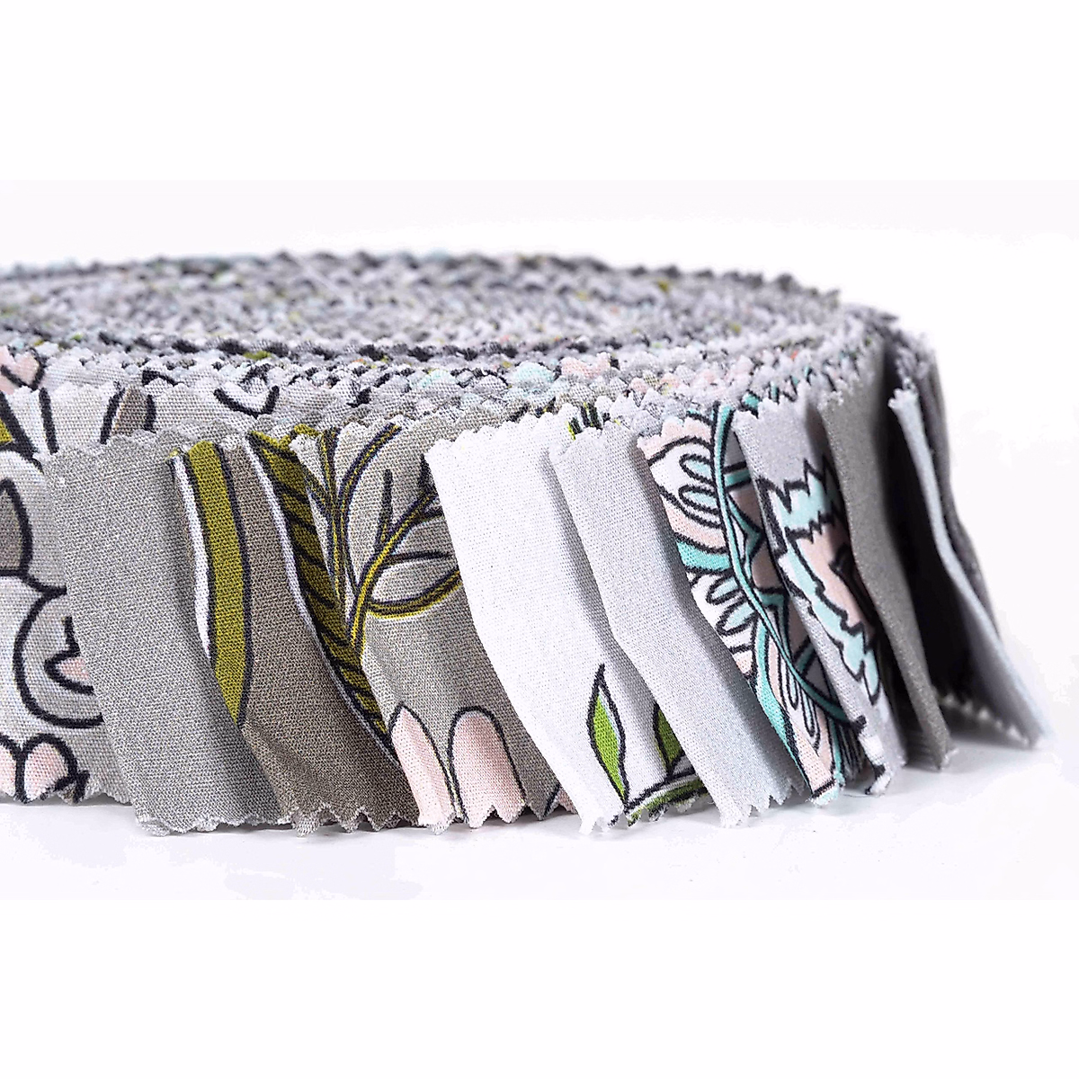 Soimoi 40Pcs Block Print Precut Fabrics Strips Roll Up 1.5x42inches Cotton Jelly Rolls for Quilting - Black