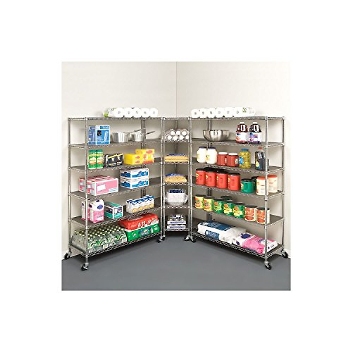 Heavy Duty Steel 6-Tier Corner Restaurant Shelf Commercial Food Storage, NSF Approved