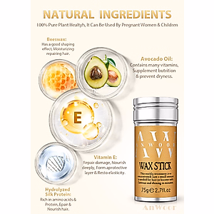 Hair Wax Stick, 2PCS - Wax Stick For Hair Slick Back Stick For Hair Fly Away & Edge Frizz, Easy to Absorb & No White Chips & No-Greasy & Frizz Hair