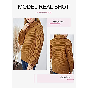 Dokotoo Girls Winter Warm Cute Turtleneck Long Sleeve Sweaters Comfy Chunky Knit Solid Color Pullover Kids Sweater Tops 2024 Fashion Khaki 8-9 Years