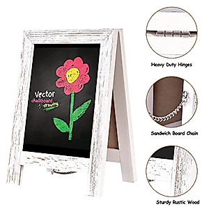 Umtiti Tabletop Chalkboard Sign, Double-Sided White Solid Pine Wood Framed Standing Chalkboard, 8.7×12.6" Small Kitchen Countertop Memo Board Décor for Home, Café, Bar, Wedding(SMHB-WH-2232A)