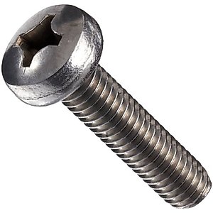Small Parts Stainless Steel Machine Screw, Plain Finish, Pan Head, Phillips Drive, 20mm Length, M6-1 Threads (Pack of 25)