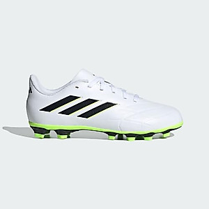 adidas Copa Pure.4 Firm Ground Sneaker, White/Core Black/Lucid Lemon, 3 US Unisex Little Kid