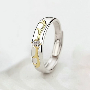 hohrayway S925 Sterling Silver Deer Antlers Ring for Couples Promise Wedding Rings His and Her Matching Rings Set Adjustable Rings Custom Engrave Rings