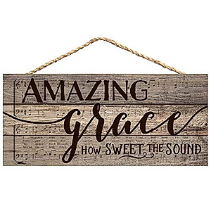 P. Graham Dunn Amazing Grace Rustic Sheet Music Design 5 x 10 Wood Plank Design Hanging Sign