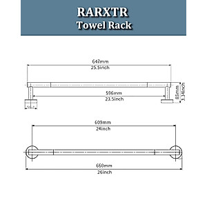 RARXTR 24 Inch Brushed Towel Bar Towel Rack for Bathroom Kitchen Hand Towel Holder Dish Cloths Hanger SUS304 Stainless Steel RUSTPROOF Wall Mount (Brushed Grey)