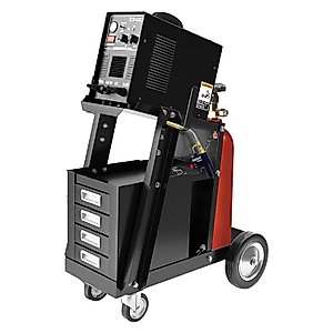 JFamiglia Welding Cart, Carts with 4 Drawers for MIG TIG ARC Plasma Cutter Tank Storage 2 Safety Chains, Black
