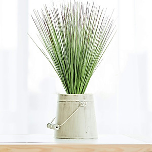 Ivalue 18" Artificial Plants Onion Grass Greenery Wheat Grass Stems Faux Shrub PVC Green Grass Plants Outdoor Indoor Home Garden Planter Decor Pack of 4 (Green, 4)