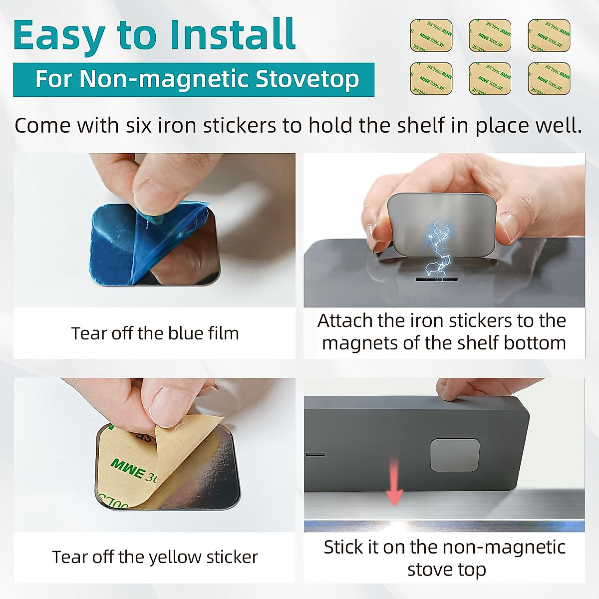 Silicone Magnetic Stove Top Shelf: Over the Stove Spice Rack for 20"/24"/30" Length, Non-Slip Oven Shelf for Top of Stove, Magnetic Shelf for Kitchen Stove with 3 Sections, Shelf for Back of Stove