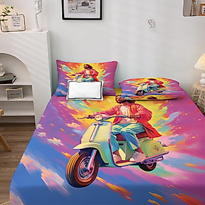 Jesus Sheets Full Size, Personalized Bed Sheets, Patterned Bedding Sheets & Pillowcases 4 Piece Set - Soft Microfiber Deep Pocket Fitted Sheet & Flat Sheet & 2 Pillow Cases C3-&-198
