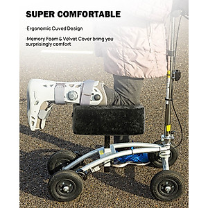 ISSYAUTO Knee Scooter Cushion Cover, Knee Scooter Pad for Comfort, Memory Foam Cushion Knee Walker Accessories with Removable Cover, 2'' Thick Fits Most Knee Walker Models, Black