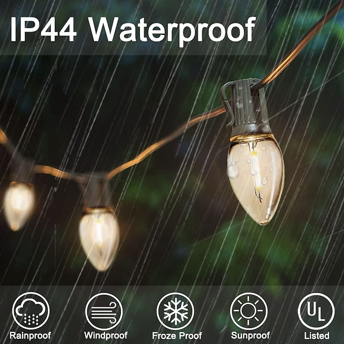 C7 LED Replacement Christmas Light Bulb, 25 Pack C7 Shatterproof LED Bulbs for Christmas Outdoor String Lights, E12 Candelabra Base, Commercial Grade Holiday Bulbs, Warm White