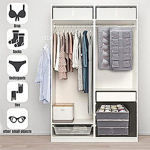 5pcs Underwear Drawer Organizers Divider Foldable Cabinet Closet Hanging Bag, Wardrobe Storage Box for Clothes, Socks, Ties, Belts(Grey)