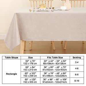 smiry Rectangle Faux Linen Table Cloth, Waterproof Burlap Fabric Tablecloth, Washable Decorative Farmhouse Table Covers for Kitchen, Dining, Parties, 52x70, Beige