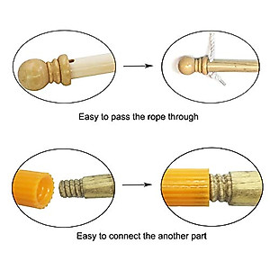 EKEV 35" Wood Flag Banner Pole - Wall Flag Hanger 2 Screw Design - House Banner Accessory Holds Flag up to 30" and Sleeve Over 1"