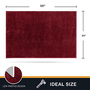 PURRUGS Dirt Trapper Door Mat 34" x 59", Non-Slip Machine Washable Entry Rug, Shoe Scraper, Dog Door Mat, Super Absorbent Welcome Mat for Front & Back Door, Muddy Shoes & Paws, Burgundy Red