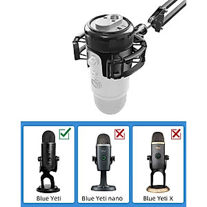 Borenbuir [Newest &Ultra-Durable] Microphone Shock Mount with Pop Filter [Custom Built for Blue yeti Mic] Anti-Vibration Suspension Shock Mount Holder Clip Compatible with Blue Yeti Microphones