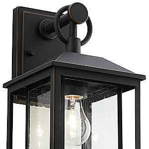 John Timberland Califa Mission Modern Outdoor Wall Light Fixture Brown Bronze Metal 15 1/4" Textured Clear Glass for Exterior House Porch Patio Outside Deck Garage Yard Front Door Garden Home