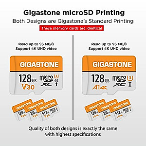 Gigastone 128GB 2-Pack Micro SD Card, 4K Video Pro, GoPro, Surveillance, Security Camera, Action Camera, Drone, 95MB/s MicoSDXC Memory Card UHS-I V30 Class 10