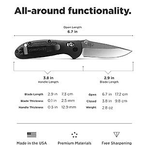 Benchmade - Griptilian 556-S30V EDC Knife with Black Handle (556-S30V)
