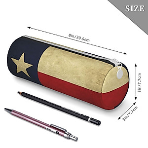 Ykklima Texas Lone Star State Flag Pattern Leather Pencil Case Zipper Pen Makeup Cosmetic Holder Pouch Stationery Bag for School Work Office