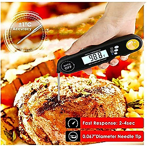 Instant Reading Meat Thermometer-Best Waterproof with Extra Long Probe,Ultra Fast Thermometer, with Backlit LCD Digital Thermomete Outdoor Cooking, BBQ and Kitchen Cooking Food Thermometer