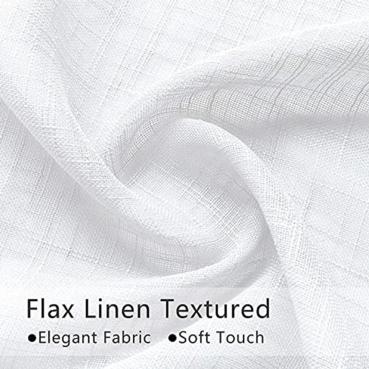 XTMYI White Kitchen Curtains 24 Inch Length Set of 2 Panels Cafe Curtain Tiers Linen Textured Semi Sheer Boho Farmhouse Short Curtains for Small Bathroom Basement Window RV Camper