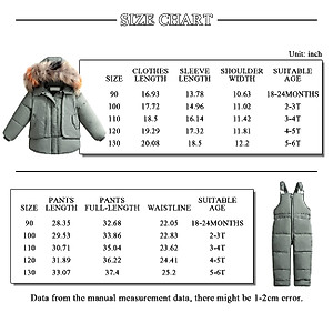 Srkrando Baby Toddler Snowsuit Boys Girls Winter Kids Snow Bib Pant Jacket Suit Coat