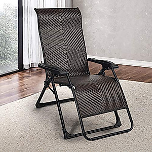 Tangkula 2 PCS Rattan Zero Gravity Chair, Outdoor Adjustable Folding Lounge Chair with Widened Armrest & Locking System, Heavy Duty Wicker Chaise Folding Recliner for Pool, Patio, Beach, Yard (2)