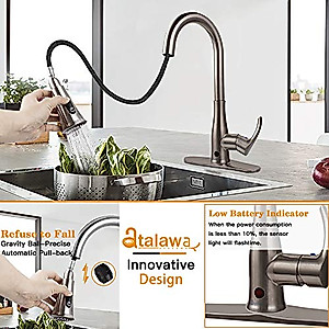 Touchless Kitchen Faucet, Kitchen Sink Faucet with Pull Down Sprayer, Dual Function Pull Out Spray Head, One Hole and 3 Hole Deck Mount, Single Handle for Automatic Motion Sensor, Brushed Nickel