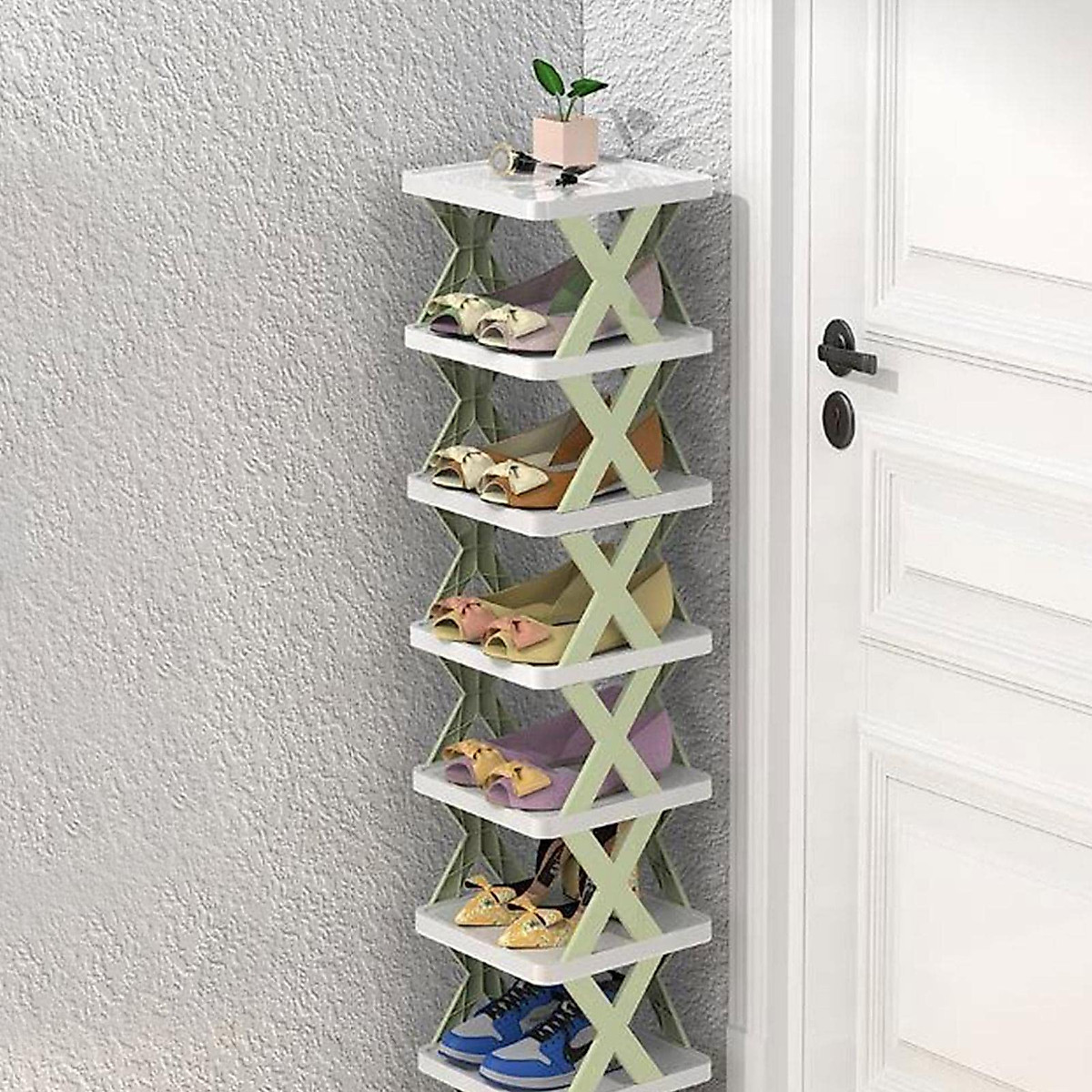 Doefo 9 Layers Foldable Shoe Rack, Compact Shoe Rack Storage- Assemble Detachable Shoe Shelves Shoe Cabinet - Creative Tower Shelf Storage for Entryway