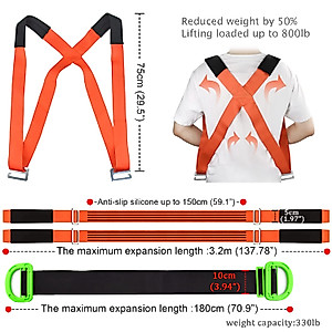 Moving Straps Lifting System Kit Moving Strap with Non-Slip Silicone for 2-Person and Widen Handle Lifting Straps for 1-Person for House-Moving, Furniture, Appliances, Boxes, Heavy Objects Moving