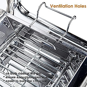 Charcoal Grill, Barbecue Charcoal Grill, Outdoor Stainless Steel Smoker BBQ grill for Outdoor Cooking Camping Picnics Beach 27.5''x12.2''x 27.5''