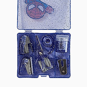 Yoobi x Marvel Spider-Man Mini Office Supply Kit & Scissors Set – Spider-Man Set w/ Stapler, Staples, Hole Punch, Tape Dispenser, Blunt Tip Scissors for Kids w/ 2 1/4” Blade