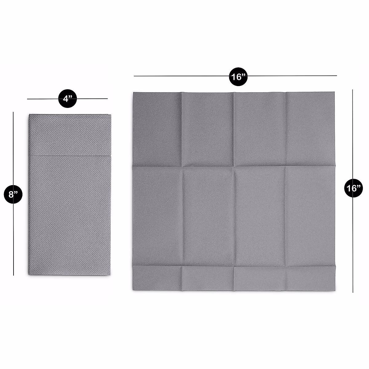 50-Pack Disposable Linen-Feel Dinner Napkins with Built-in Flatware Pocket, GRAY Prefolded Cloth Like Paper Napkins For Dinner, Wedding Or Party [Silverware NOT Included]