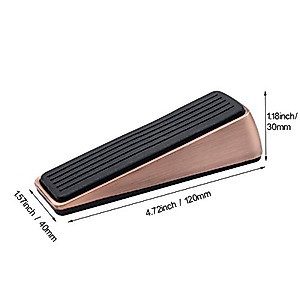 2 Door Stoppers Heavy Duty Stainless Steel Door Wedge Metal Doorstop Bumper Buffer with Rubber (Brown)