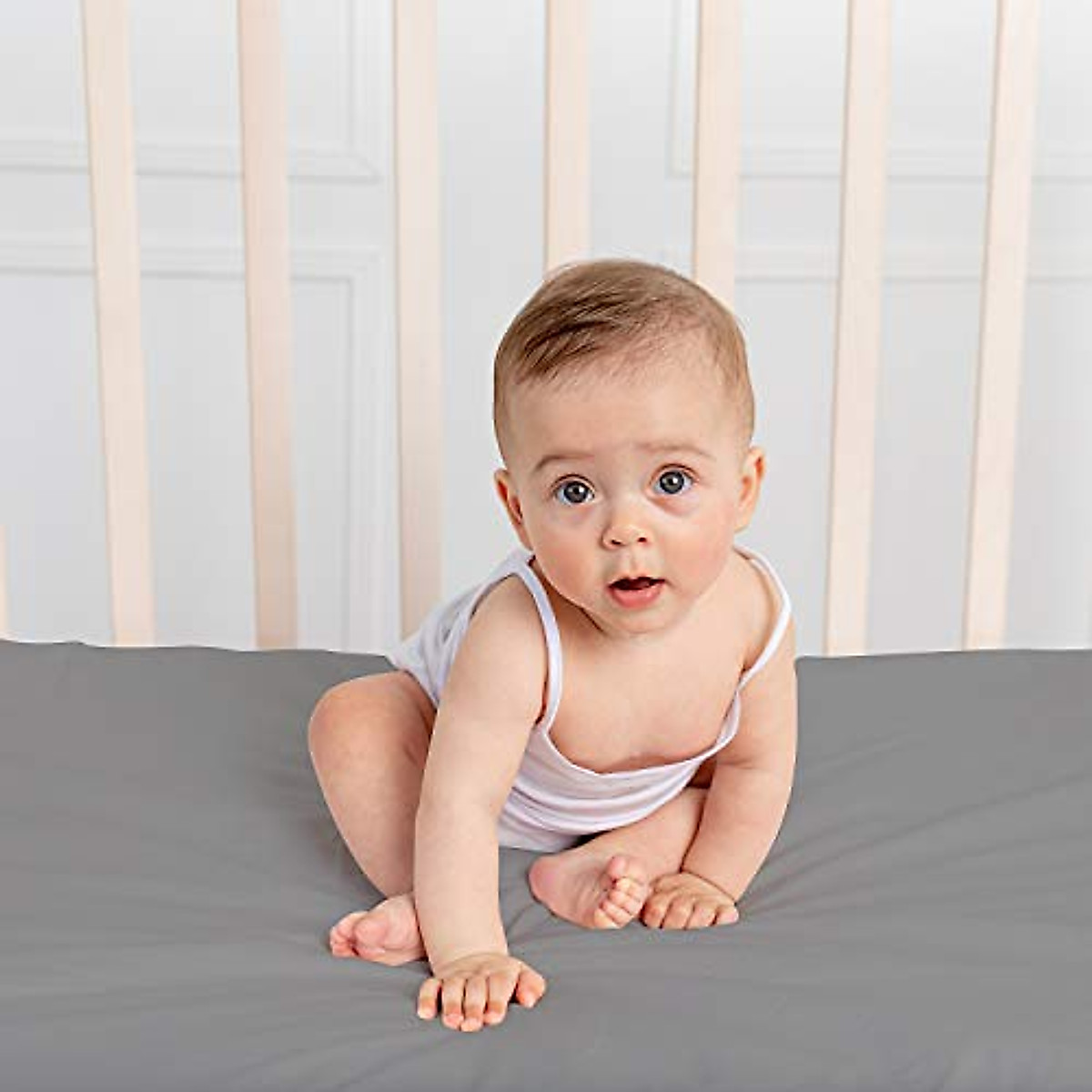 Nicesure Microfiber Fitted Crib Sheet - Soft and Breathable Toddler Sheets for 28 x 52in Fits Standard Crib and Toddler Mattress,2 Pack Set (Gray)