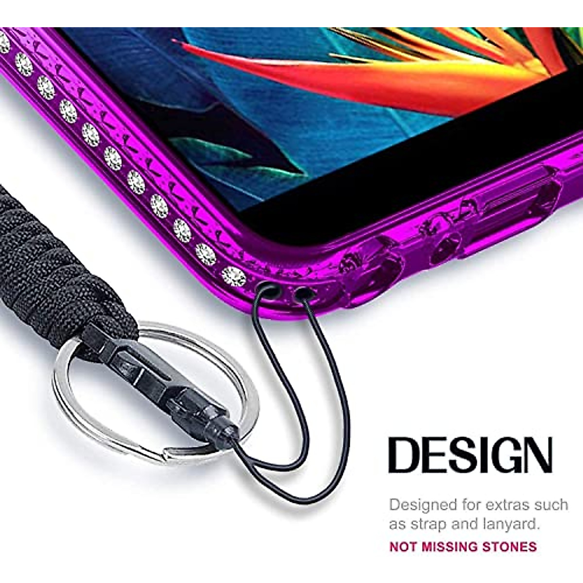 NGB Supremacy Case for iPhone 12/12 Pro with Tempered Glass Screen Protector, Ring Holder/Wrist Strap, Girls Women Kids Bling Sparkle Liquid Floating Glitter Cute Case Cover (Aqua/Purple)