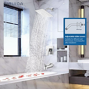 Airuida Bar Sink Faucet Single Hole Single Handle Bathroom Sink Faucet Kitchen Shower Faucet Set with 8 Inch Rainfall Square Showerhead and Tub Spout Bathtub Faucet Kit