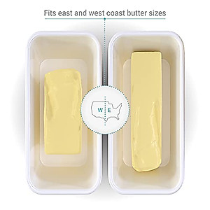 PriorityChef Large Butter Dish with Lid for Countertop, Ceramic Butter Container With Airtight Cover, Butter Keeper for Counter or Fridge, White Butter Holder Storage…
