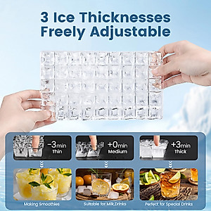 COWSAR Commercial Ice Make Machine100 lbs/24H, 45 Ice Cubes/Cycle Upgrade Stainless Steel Ice Maker with Self Cleaning& 48 Hour Timer for Bar/Cafe/Restaurant/Home, Under Counter Ice Machine