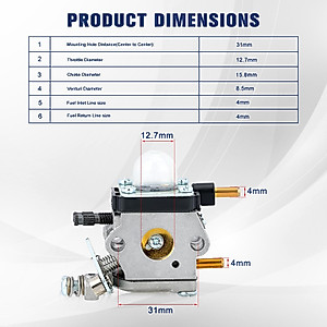 Powtol C1U-K54A Carburetor for Mantis Tiller 7225 7222M 7222 7222E 7924 7920 7230 7234 7240 Echo TC-210 TC-2100 TC-210i Tiller Cultivator C1U-K82 C1U-K17 C1U-K27B
