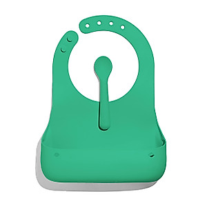 Avanchy Silicone Baby Bibs, Waterproof, Adjustable, BPA Free, Soft Unisex Set for Toddlers with Matching Spoon, Green